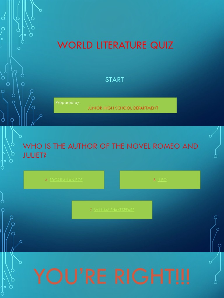World Literature Quiz | PDF