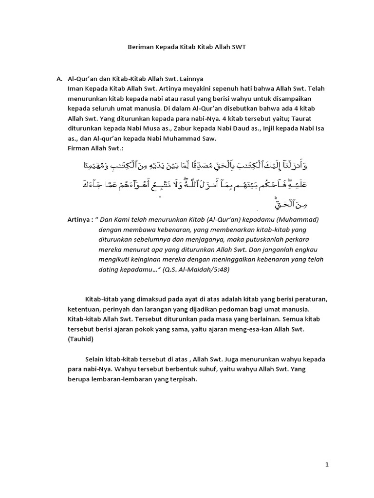 Beriman Kepada Kitab Kitab ALllah SWT | PDF