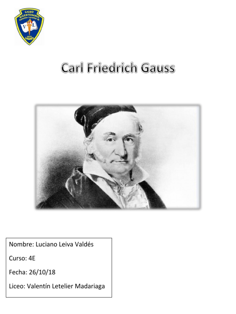 Aportes de Carl Friedrich Gauss a las Matemáticas | PDF | Enseñanza de ...
