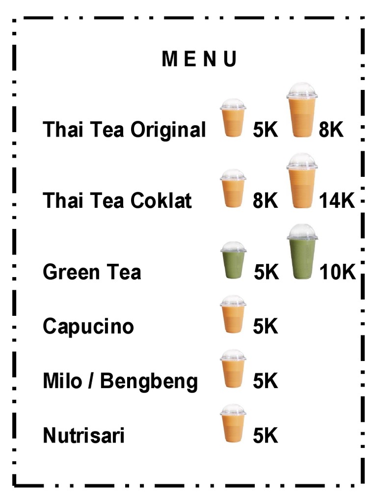 Menu Thai Tea Original 5K 8K Thai Tea Coklat 8K 14K Green Tea 5K 10K ...