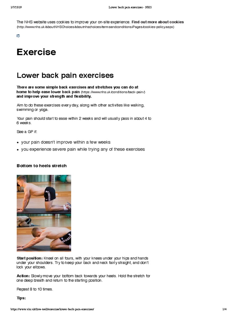 Lower Back Pain Exercises - NHS | Pelvis | Abdomen