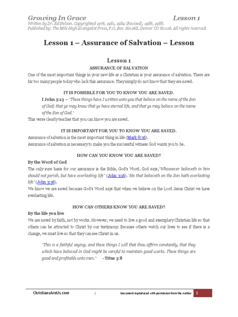 Growing in Grace Lesson 1 1 PDF | PDF | Eternal Life (Christianity ...