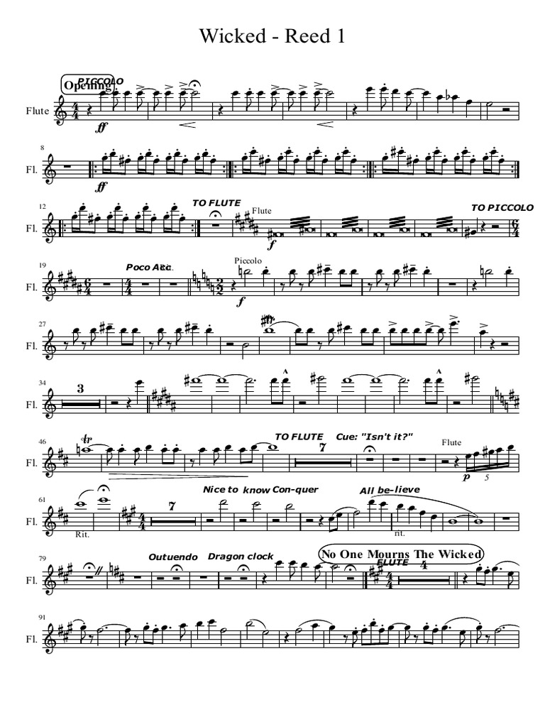 Wicked - Reed 1 | PDF | Classical Music | Notation