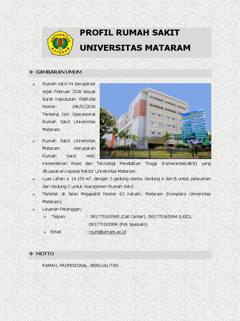 PROFIL RUMAH SAKIT UNIVERSITAS MATARAM Rev5 | PDF