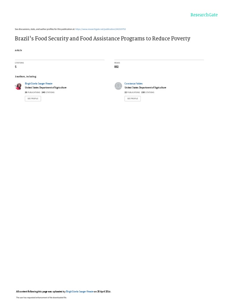 Brazil's Food Security and Food Assistance Programs To Reduce Poverty ...