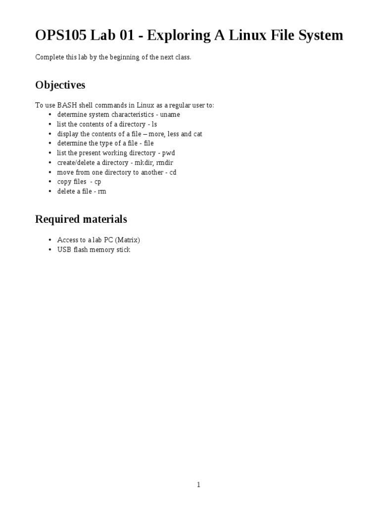Lab01 Exercise Linux Pdf Command Line Interface Computer File 