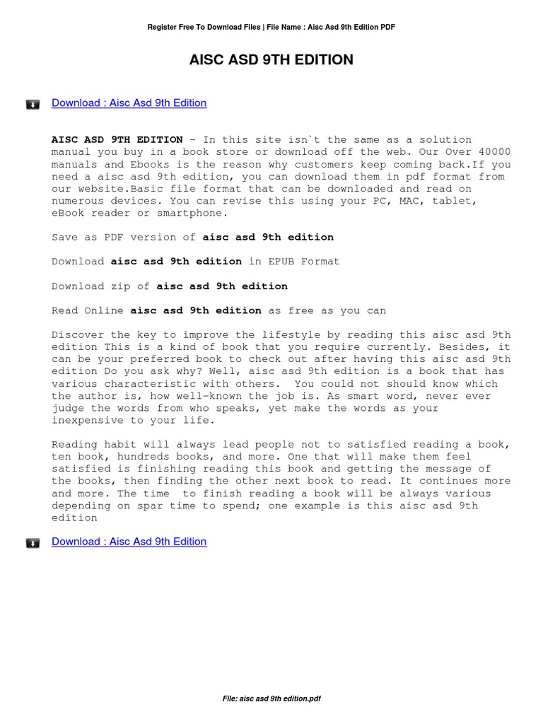 Aisc Asd 9th Edition