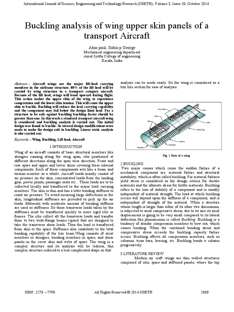 Buckling Analysis of Wing Upper Skin Panels of A Transport Aircraft PDF ...