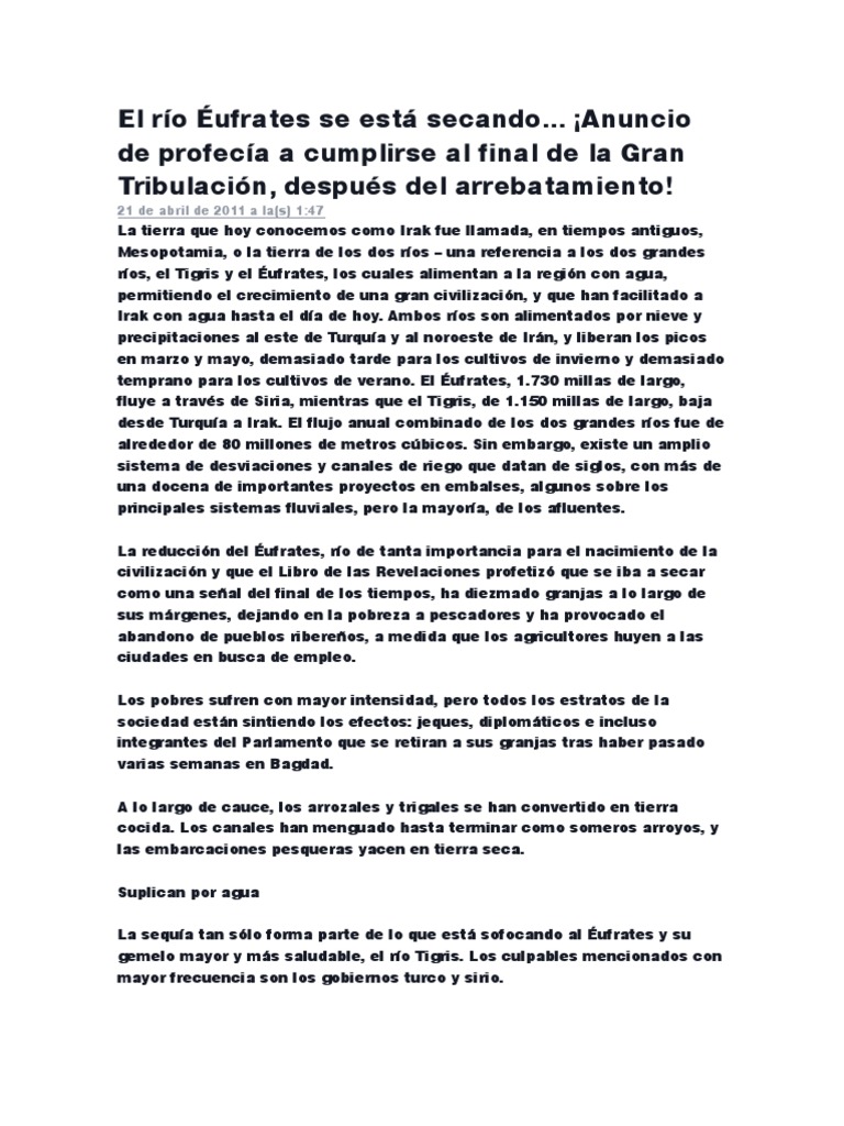 El Río Éufrates | PDF | Eufrates | Tigris