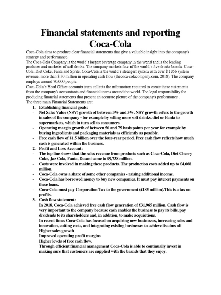 Coca-Cola Financial rút gọn | PDF | The Coca Cola Company | Economies