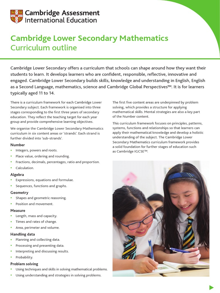 Cambridge Lower Secondary Maths Curriculum Outline | PDF | Division ...