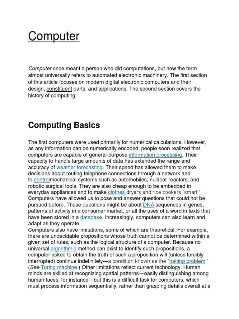 Computer | PDF | Computer Hardware | Central Processing Unit