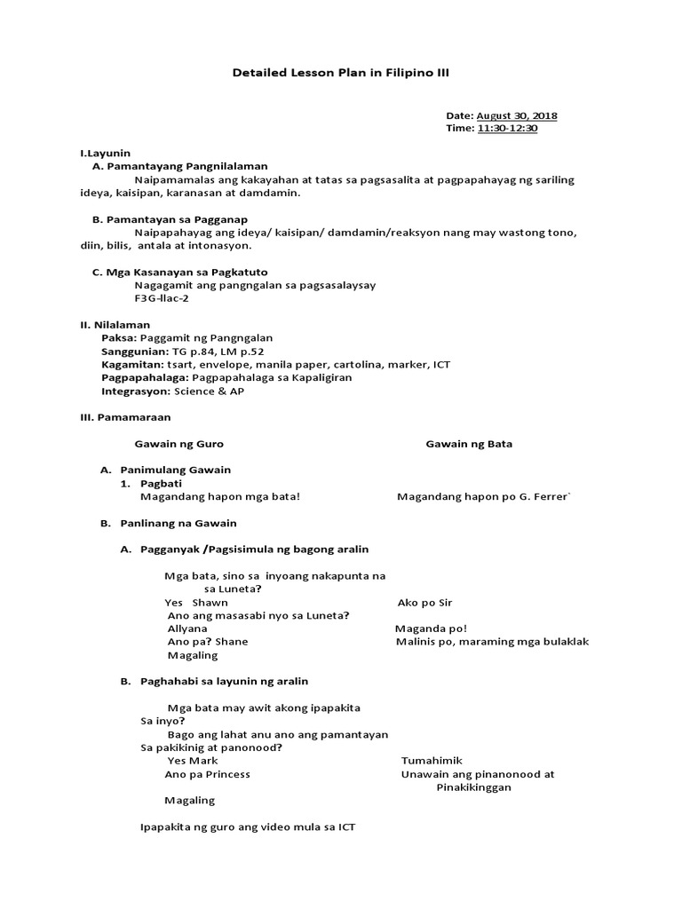 Detailed LP Filipino | PDF