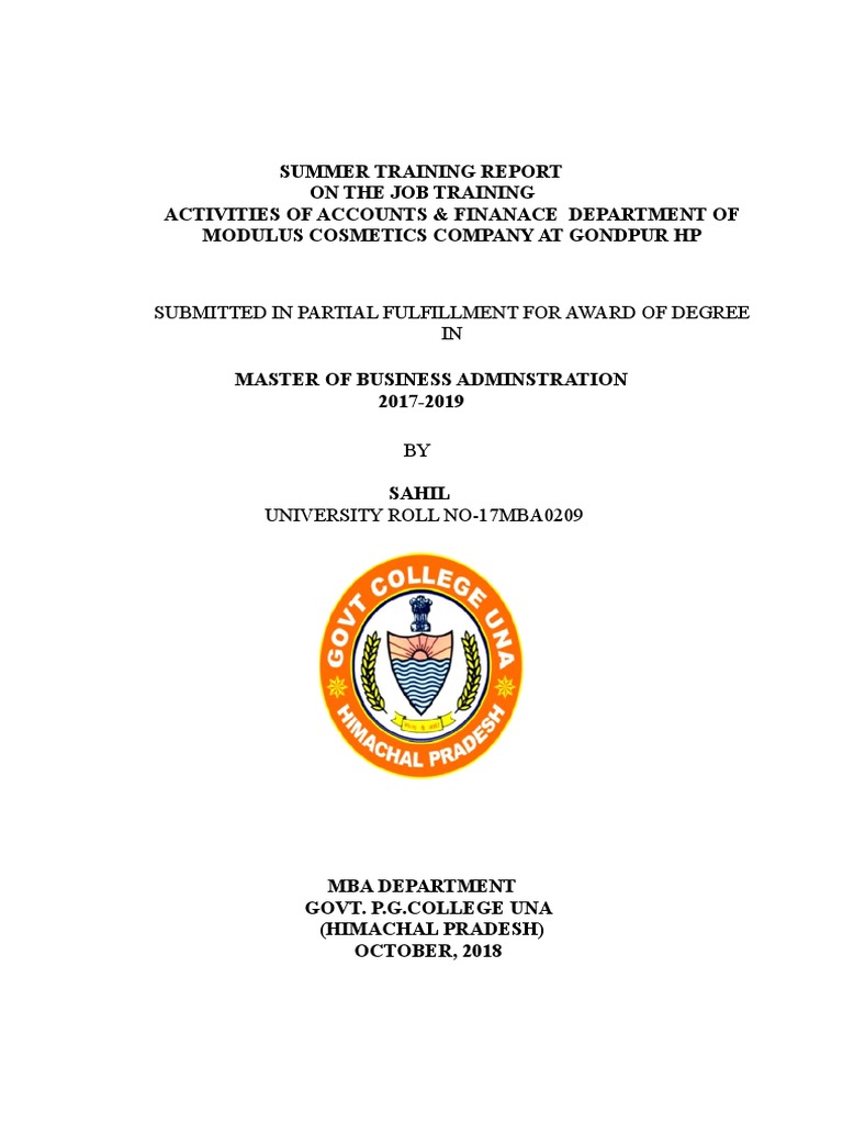 Summer Training Report | PDF | Debits And Credits | Human Resources