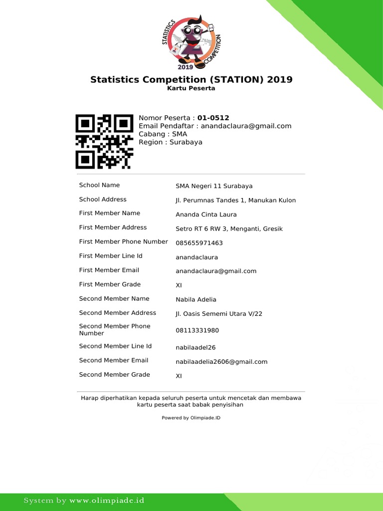 STATION 2019 Statistics Competition Card | PDF