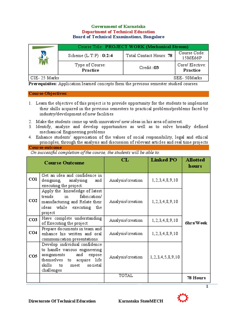 Project Work (Mechanical Stream): A Comprehensive Guide to Core ...