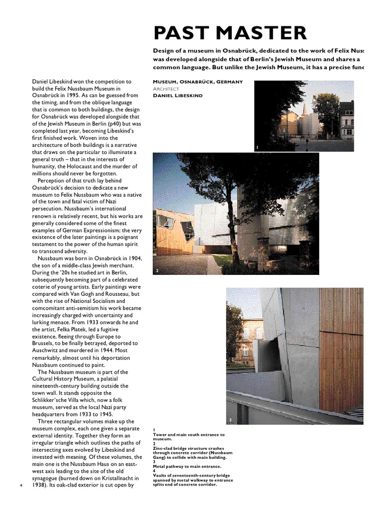 Libeskind Daniel - Felix Nussbaum Museum | PDF | Museum | Art Media