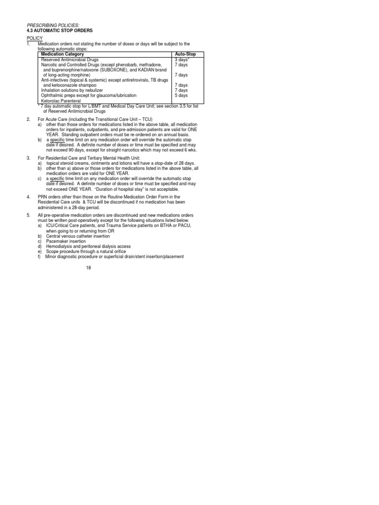 Automatic Stop Orders in Pharmacy Practice | PDF | Pharmacy | Pharmacology