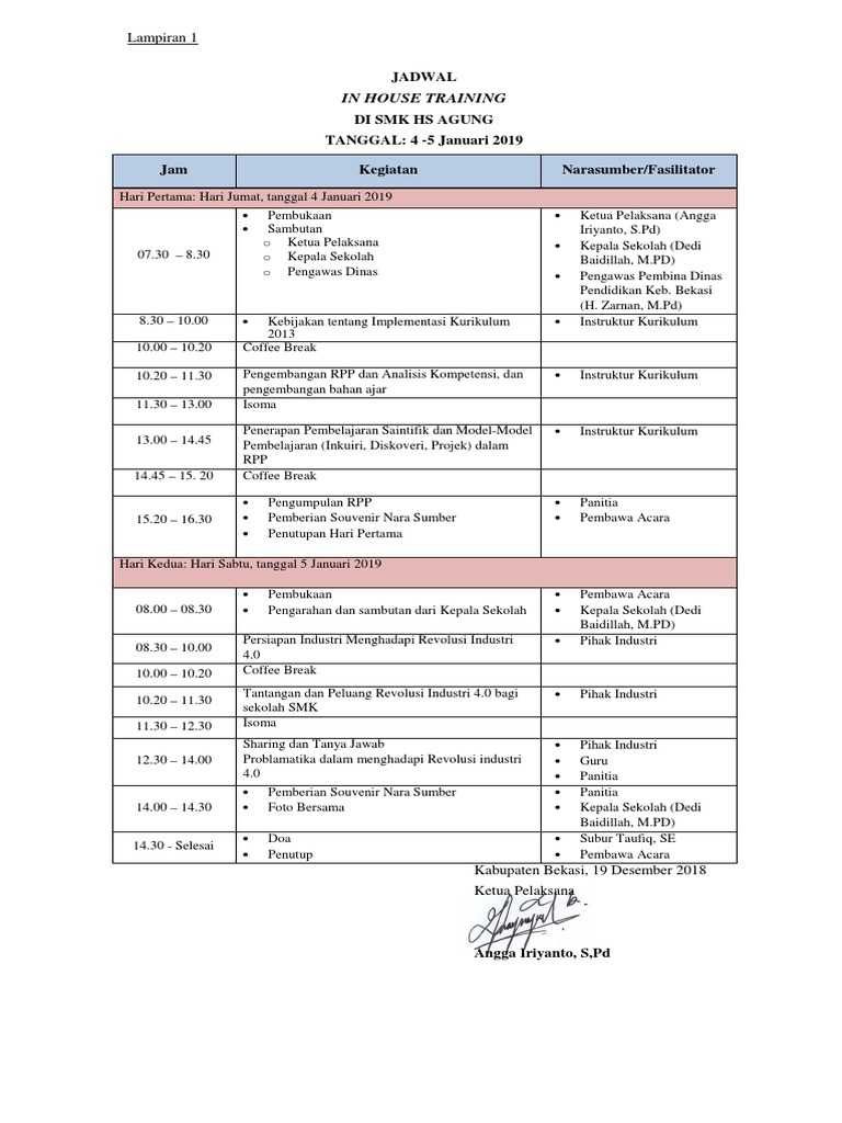 Jadwal Kegiatan IHT PDF | PDF