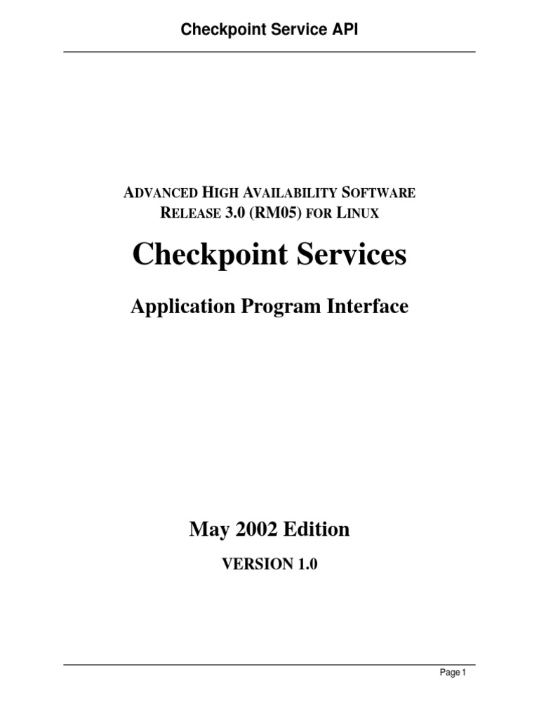 Checkpoint Services: Application Program Interface | PDF | Application ...