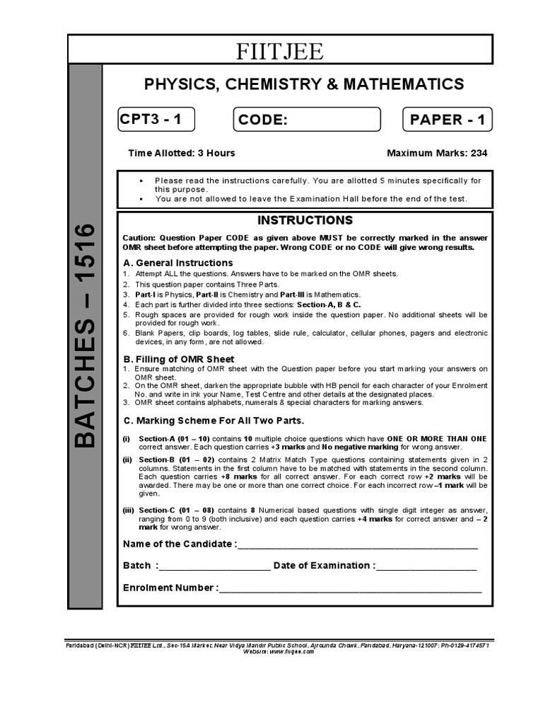 1516 - Advanced Paper-1 Set-A PDF | PDF | Gases | Orbit