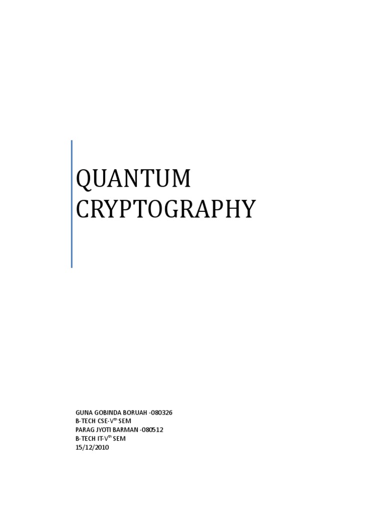 Quantum Cryptography | PDF | Cipher | Cryptography