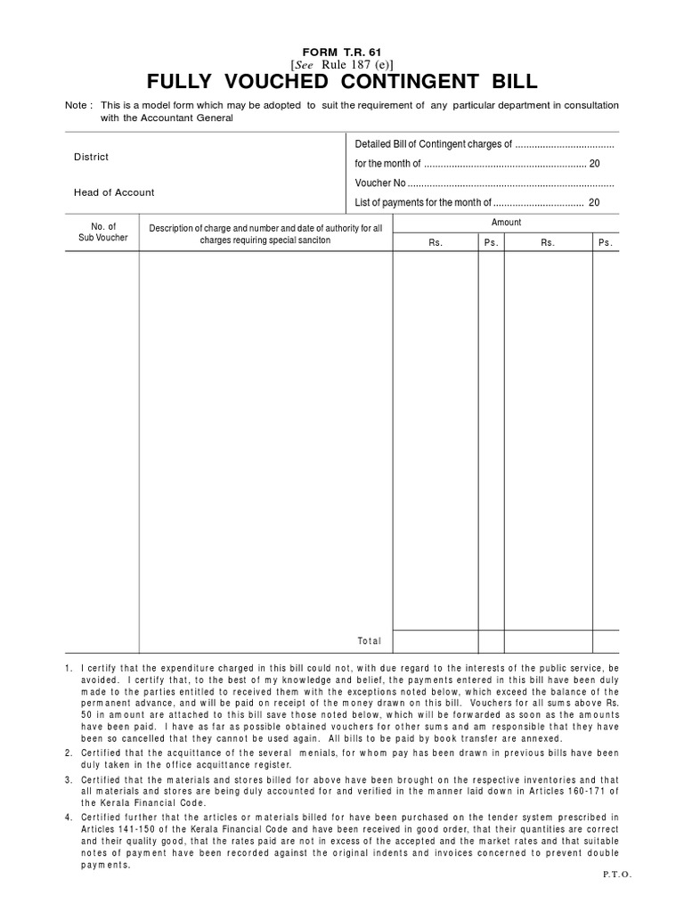 Contingent Bill PDF PDF Invoice Expense