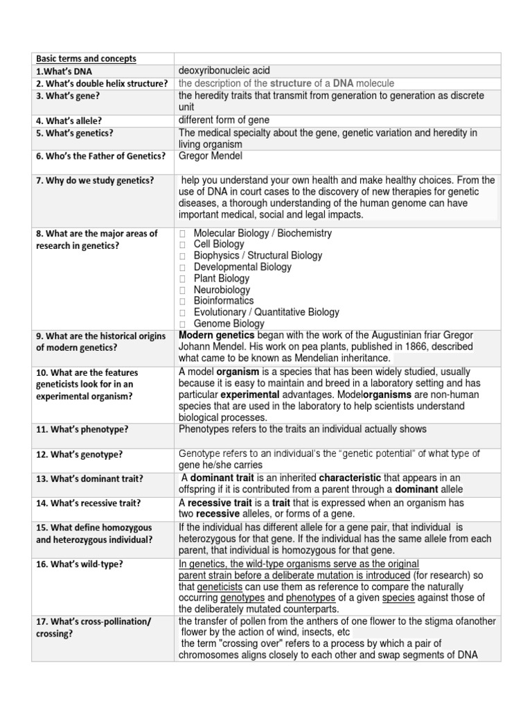 Basic Concept of Genetics | PDF | Heredity | Genetics