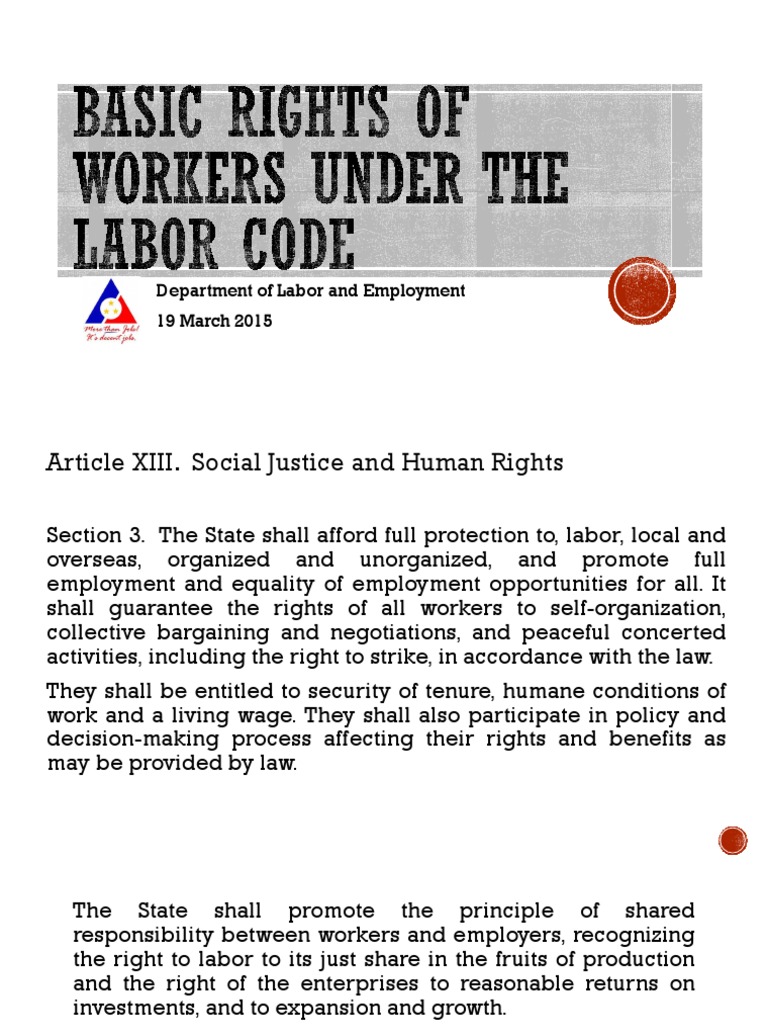 Basic Rights of Workers Under The Labor Code | PDF | Collective ...
