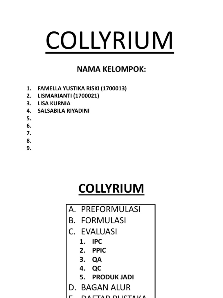 COLLYRIUM | PDF | Memasak, Makanan, & Anggur | Sains & Matematika