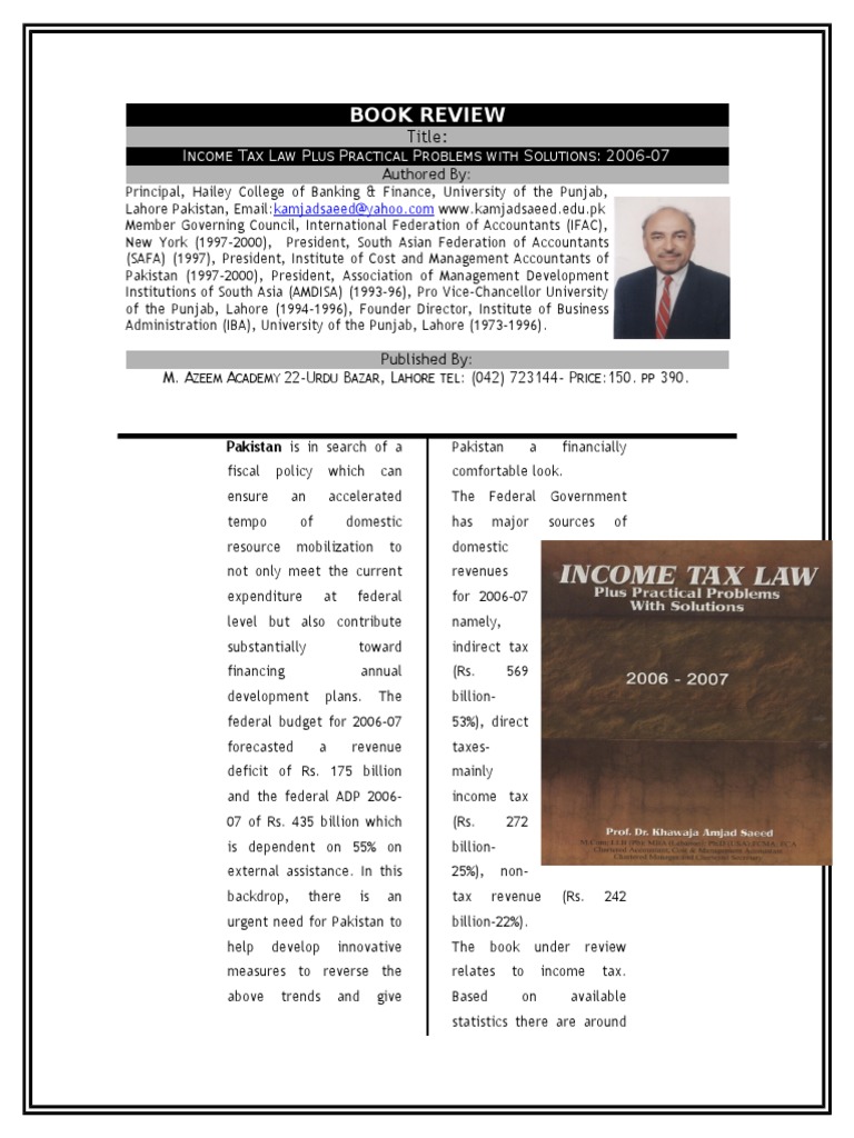 Pub-Income Tax BOOK REVIEW | PDF | Taxes | Government Budget Balance