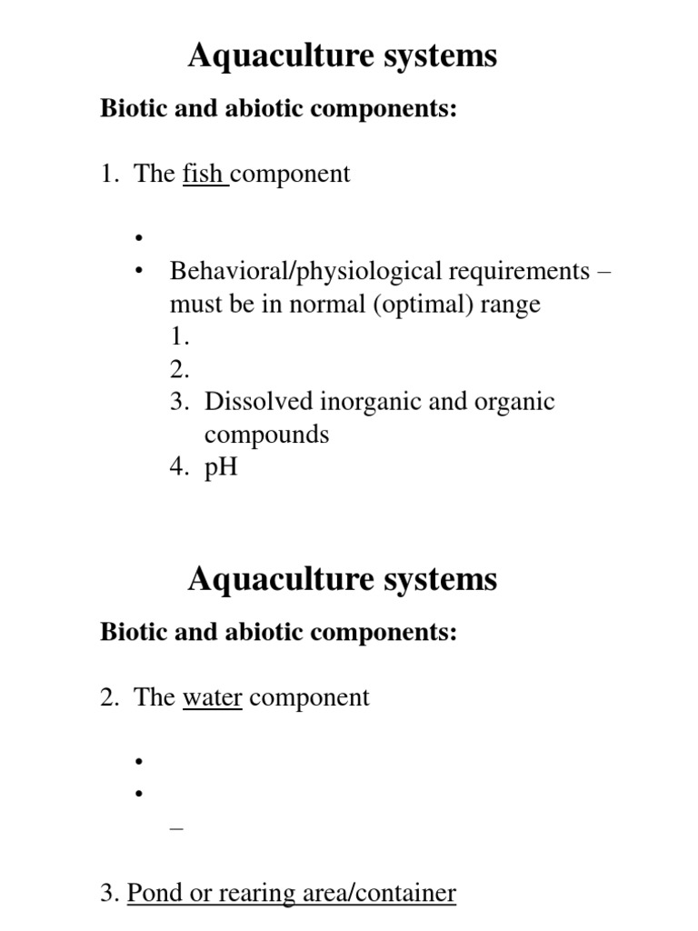 Aquaculture Systems: Biotic and Abiotic Components | PDF | Aquaculture | Recreational Fishing