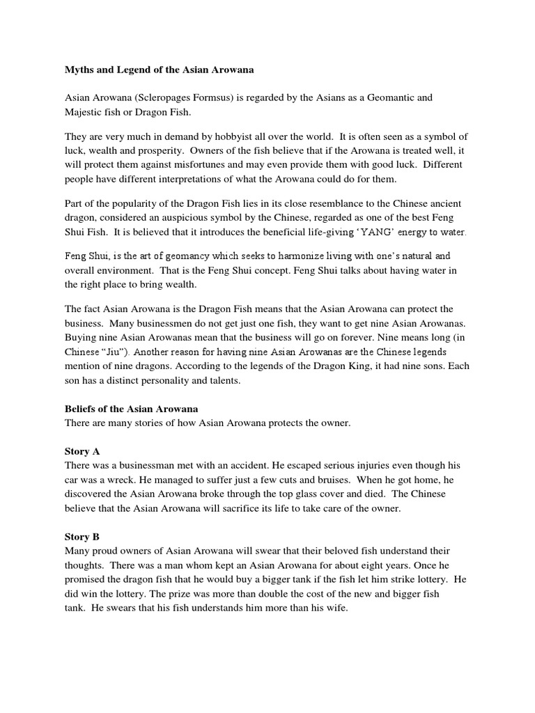 Myths and Legend of The Asian Arowana | PDF | Dragon | Superstitions