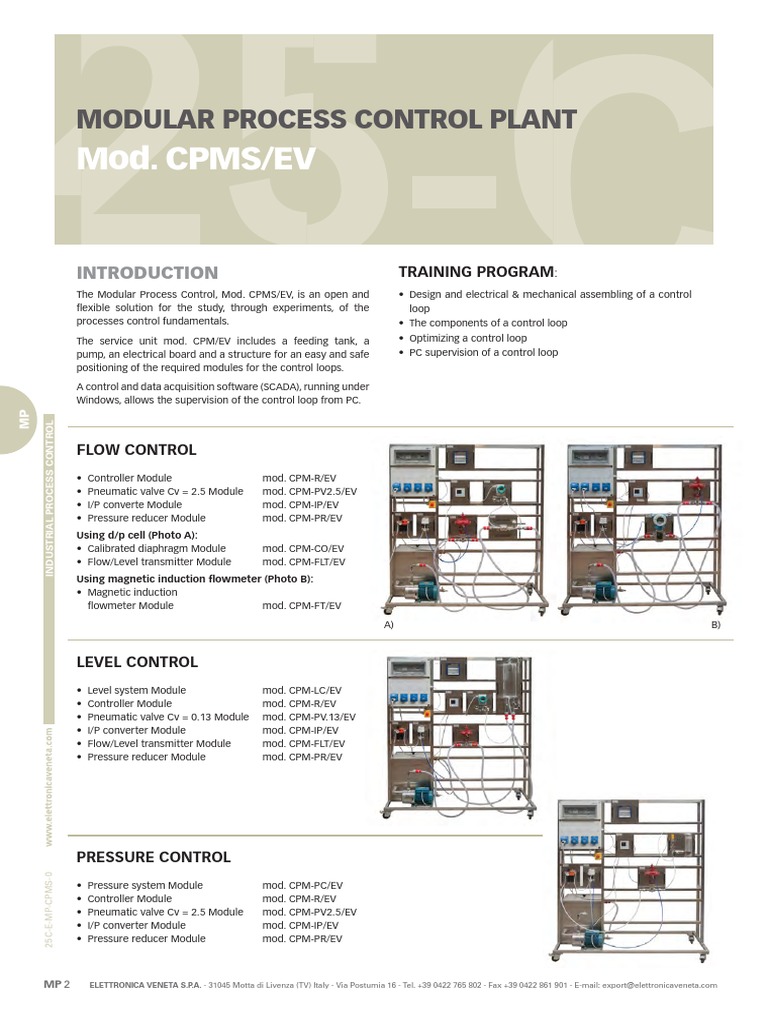 Mod. CPMS/EV: Modular Process Control Plant | PDF | Valve | Electrical ...