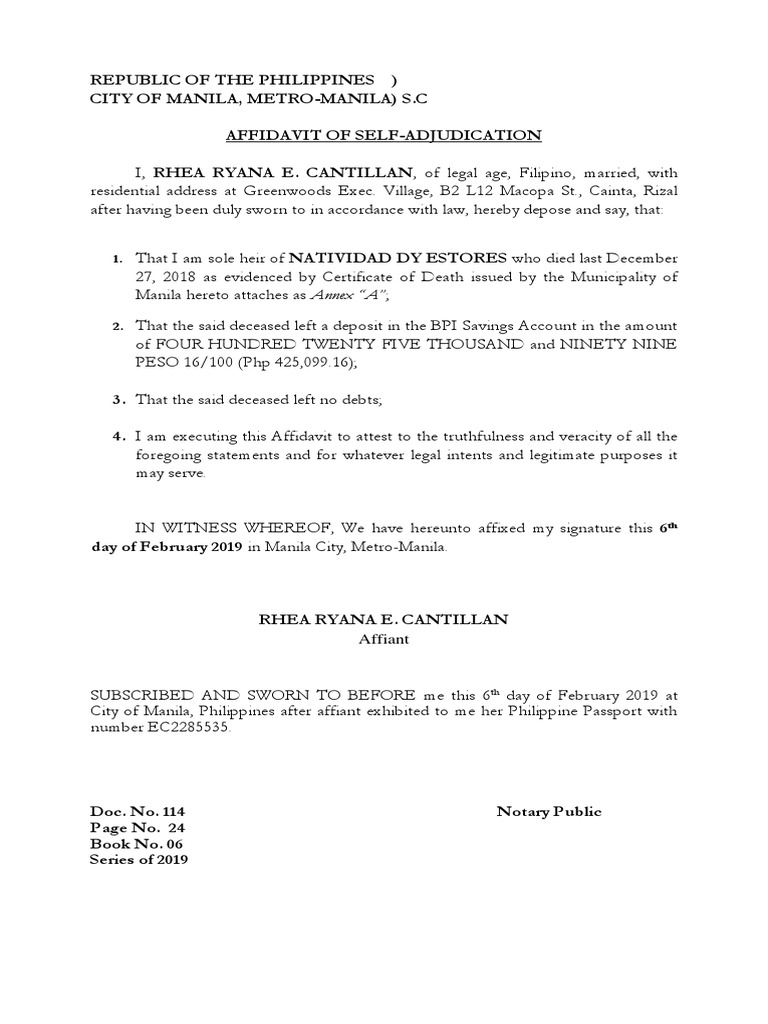 Affidavit of Self-Adjudication | PDF