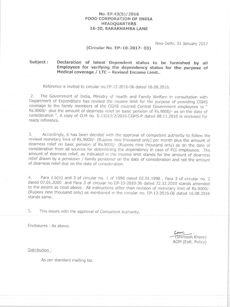 Declaration of Latest Dependent Status 2017 Central Govt Employee PDF | PDF