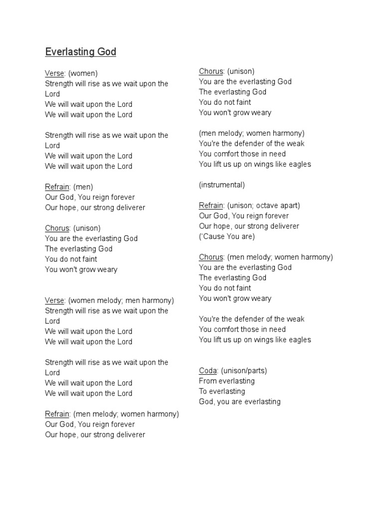 Everlasting God Lyrics | PDF | Refrain | Song Structure