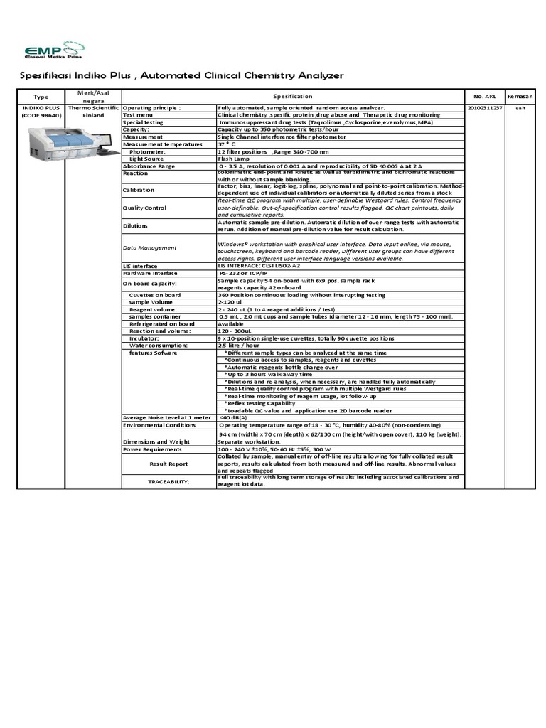 Spesifikasi Indiko PLUS PDF | PDF | Graphical User Interfaces | Calibration