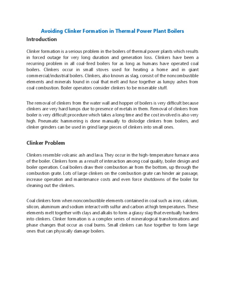 Boiler Clinker Prevention Guide | PDF | Coal | Boiler