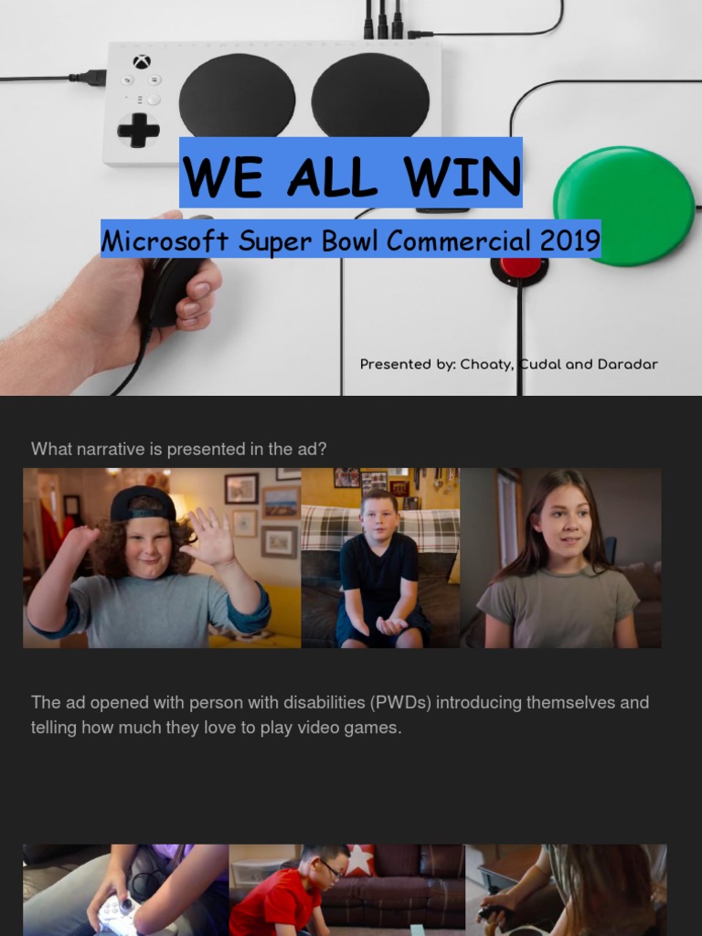 Microsoft We All Win Super Bowl Ad | PDF