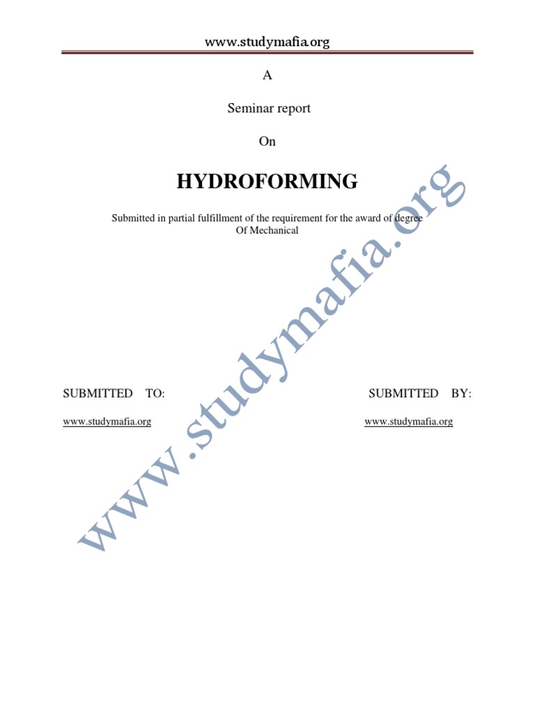 Mech HYDROFORMING Report PDF | PDF | Sheet Metal | Pipe (Fluid Conveyance)