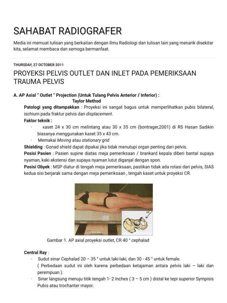 Sahabat Radiografer - Proyeksi Pelvis Outlet Dan Inlet Pada Pemeriksaan ...