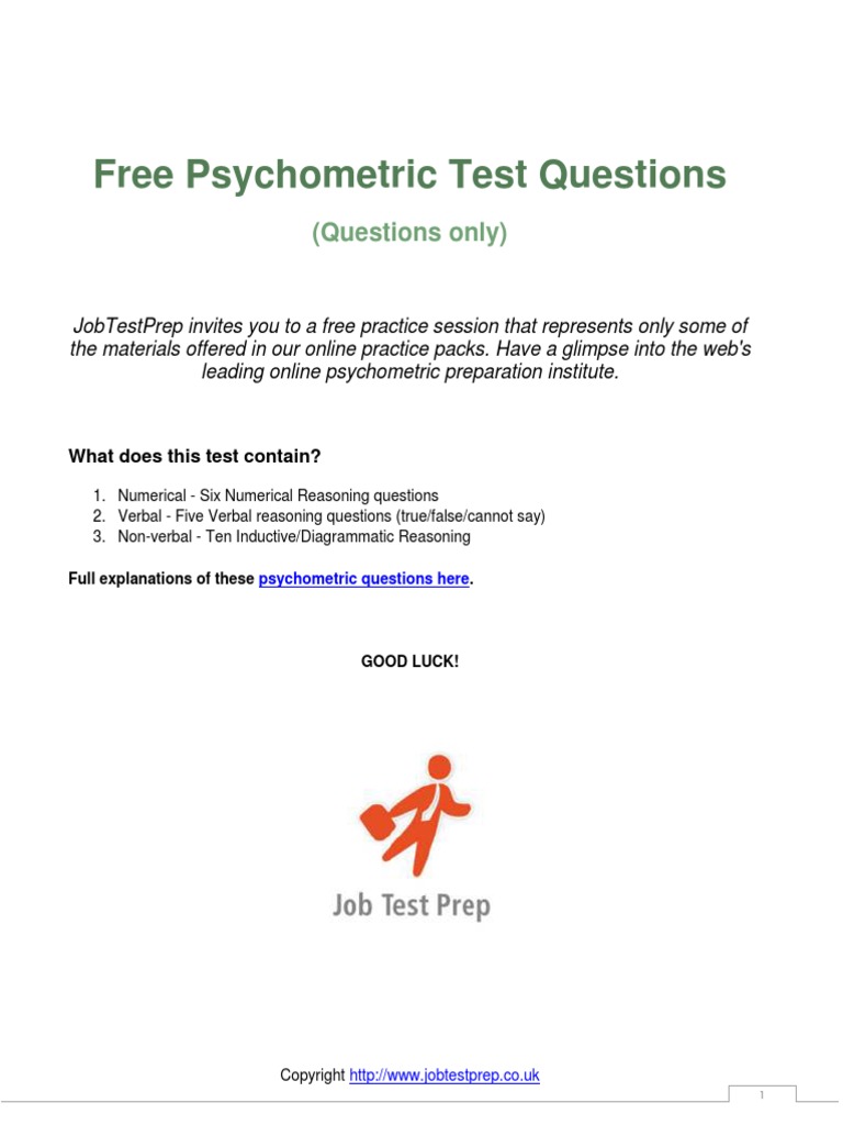 Free Psychometric Test Questions Only PDF | PDF | Airlines ...