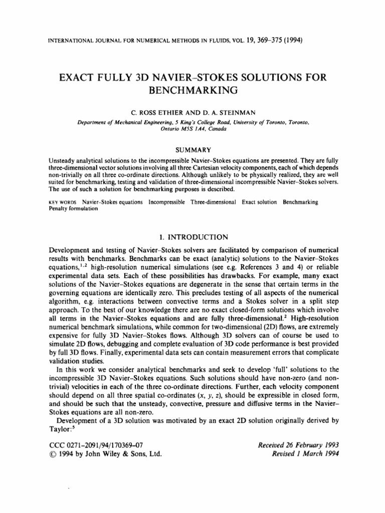 Exact 3d Navier Stokes Solutions For Benchmarking PDF | PDF | Navier ...