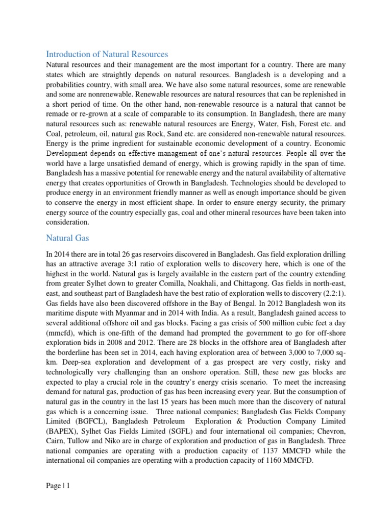 Natural Resources Bangladesh | PDF | Petroleum | Natural Gas