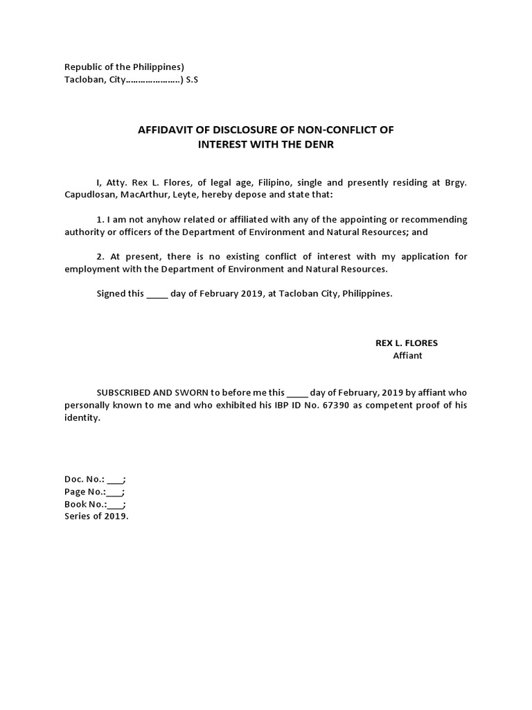 Affidavit Od Disclosure-Rex | PDF