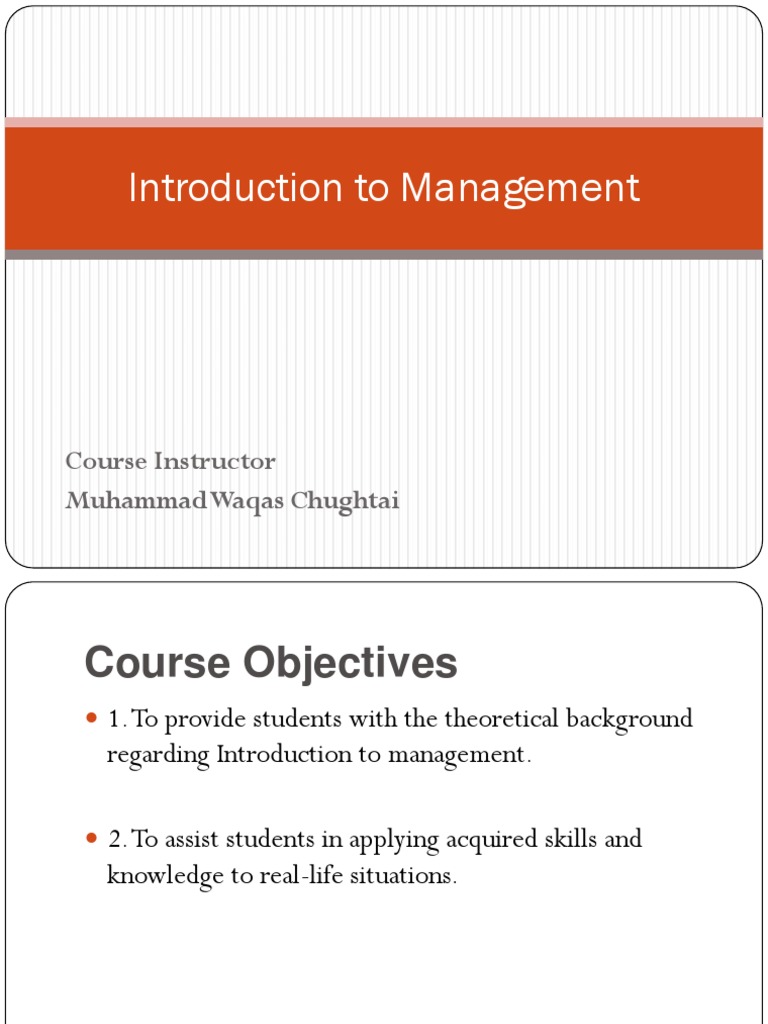 Introduction To Management | PDF | Goal | Leadership