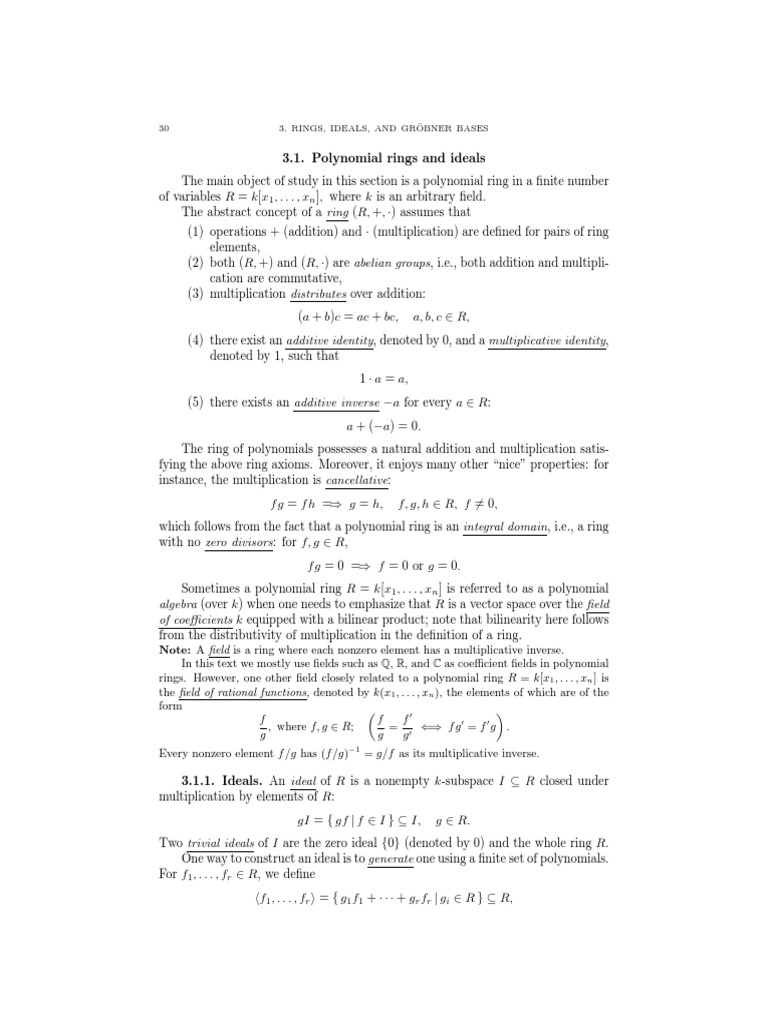 30 3. Rings, Ideals, and GR Obner Bases | PDF | Ring (Mathematics ...