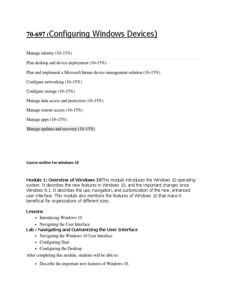 Configuring Windows Devices) : Module 1: Overview of Windows 10this ...