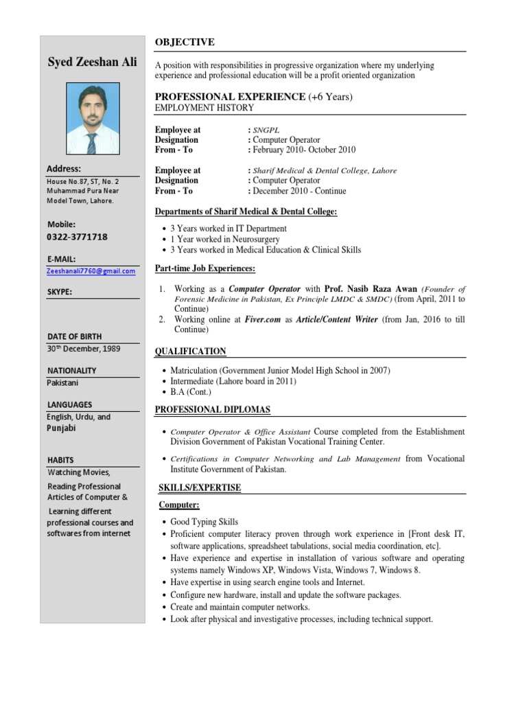 Syed Zeeshan Ali - IT Professional Resume | PDF | Router (Computing ...